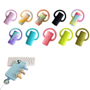 rjdj 2 in 1 data cable protector cover, cute cable winder protection tool, cartoon charger cable protector, usb charger cable saver for most cellphone data lines (10pc-1set)