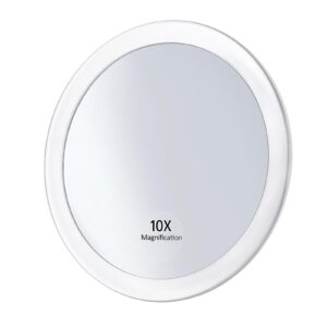 TIFULLHOME 6x6 Inch 10X Magnifying Mirror with 2 Suction Cups for Easy Mounting – Use for Makeup Application, Portable Vanity Mirror for Home Bathroom Mirror or Bathroom Medicine Cabinet