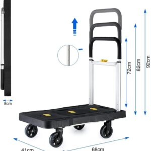 Platform Truck Folding Hand Truck 330 LB 2 Packs Heavy Duty Utility Dolly Flatbed Luggage Push Cart Fully Folded Compact Cart, Portable Trolley with Elastic Ropes Easy Storage, Lightweight for Moving