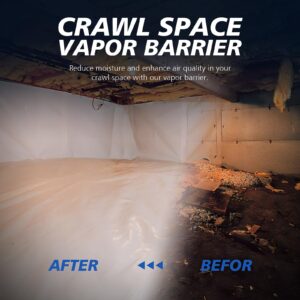 Crawl Space Vapor Barrier - 10 mil (10' x 100'), Thick Plastic sheeting, Drop Cloth Moisture Barrier Covering for Crawl Space Encapsulation, Heavy Duty Polyethylene Film, Black and White Panda Film