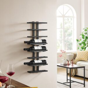 Hoctieon 8 Tier Wall Mount Wine Rack, Metal Wine Rack for Wall, Wall Wine Racks for Wine Bottles, Wine Display for Wall Mounted, Black Metal Wine Rack Wall Mounted, Black