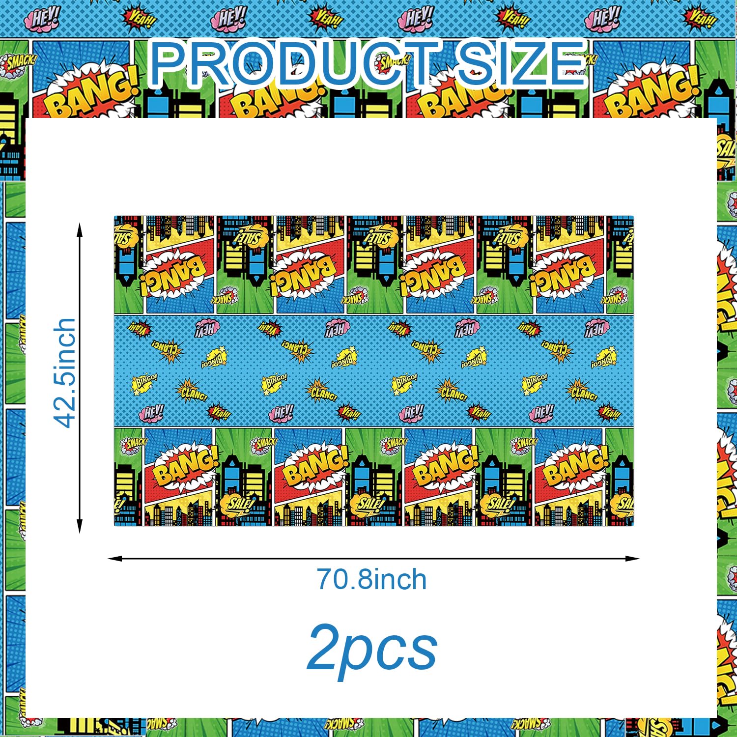 forzma 2 Pieces Hero Table Cloth Hero Themed Birthday Party Supplies Hero Action Logo Fun Hero tablecloths Happy Birthday Baby Shower Party Decorations.