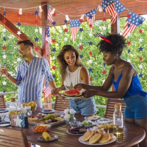 Patriotic Star Garland Banner Streamers Red White and Blue - 59 Ft 6 Strands - Patriotic Decorations for 4th of July, Independence Day, Labor Day, Veterans Day, Memorial Day