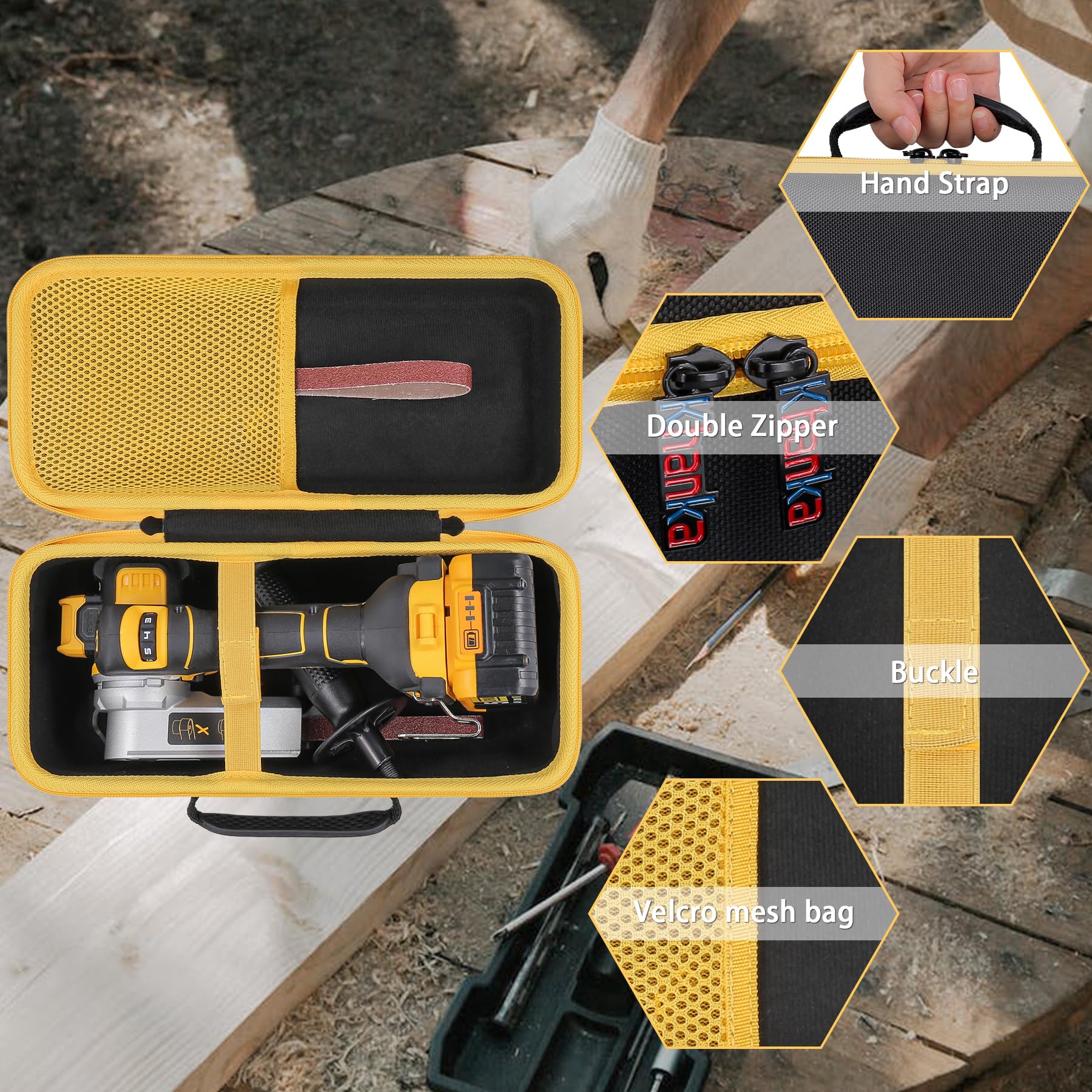 khanka Hard Travel Case Replacement for DEWALT DCM200B 20V MAX XR Cordless Bandfile Power Tool Belt Sander,Case Only.