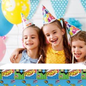 forzma 2 Pieces Hero Table Cloth Hero Themed Birthday Party Supplies Hero Action Logo Fun Hero tablecloths Happy Birthday Baby Shower Party Decorations.