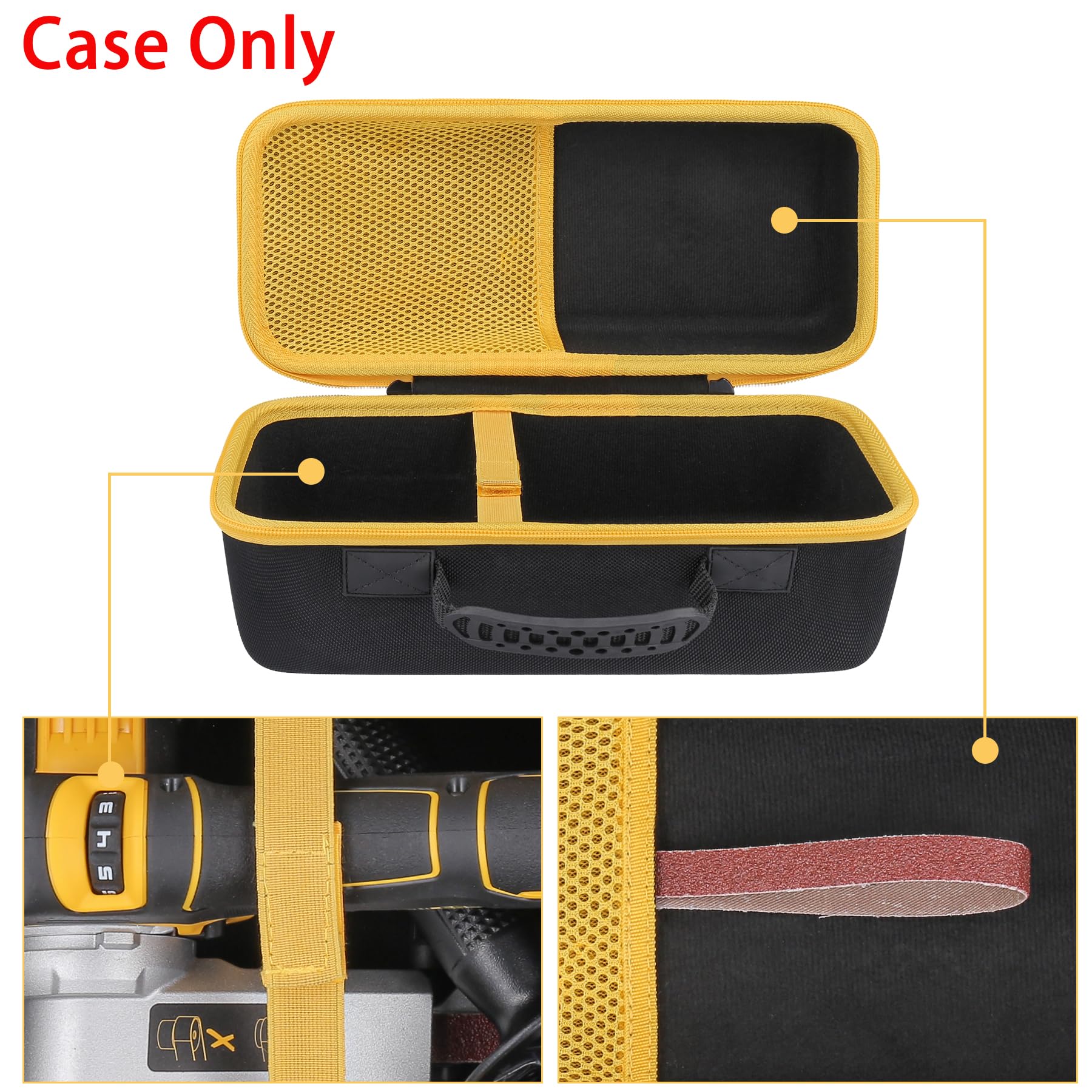 khanka Hard Travel Case Replacement for DEWALT DCM200B 20V MAX XR Cordless Bandfile Power Tool Belt Sander,Case Only.