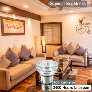 Ivyemons PAR16 Light Bulb - 6 Pack PAR16 Halogen Bulb 60W 120V E26 Base Warm White 2800k, Long Lasting PAR16 Flood Bulb Dimmable, Halogen PAR16 Bulb 60W for Range Hood Lights,Ceiling Fan,Table Light