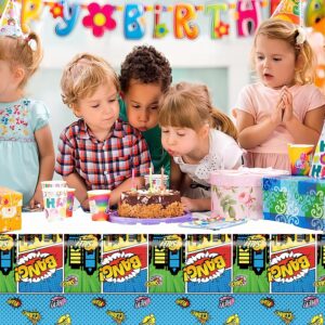 forzma 2 Pieces Hero Table Cloth Hero Themed Birthday Party Supplies Hero Action Logo Fun Hero tablecloths Happy Birthday Baby Shower Party Decorations.