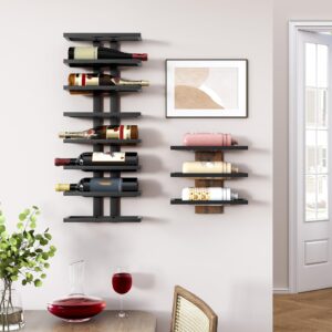 Hoctieon 8 Tier Wall Mount Wine Rack, Metal Wine Rack for Wall, Wall Wine Racks for Wine Bottles, Wine Display for Wall Mounted, Black Metal Wine Rack Wall Mounted, Black