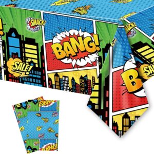 forzma 2 pieces hero table cloth hero themed birthday party supplies hero action logo fun hero tablecloths happy birthday baby shower party decorations.