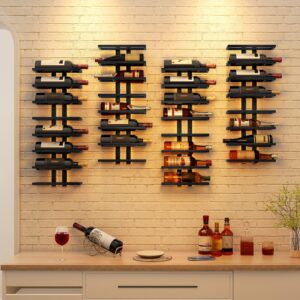 Hoctieon 8 Tier Wall Mount Wine Rack, Metal Wine Rack for Wall, Wall Wine Racks for Wine Bottles, Wine Display for Wall Mounted, Black Metal Wine Rack Wall Mounted, Black