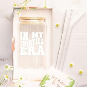 NewEleven 30th Birthday Gifts For Women - 30s Birthday Decorations For Women - 30 Year Old Gifts For Her, Women, Sister, Mom, Daughter, Best Friend - In My Thirties Era Glass - 16 Oz Coffee Glass