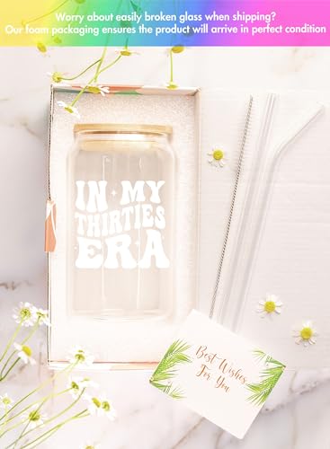 NewEleven 30th Birthday Gifts For Women - 30s Birthday Decorations For Women - 30 Year Old Gifts For Her, Women, Sister, Mom, Daughter, Best Friend - In My Thirties Era Glass - 16 Oz Coffee Glass