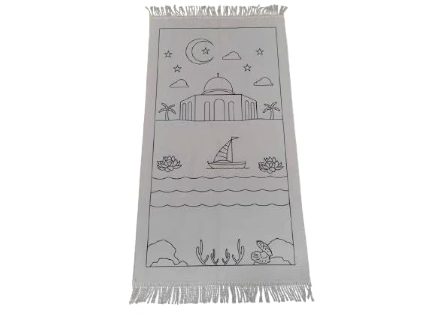 Generic DIY Painting - Muslim Prayer Mat for Kids (Design 8 (Al Aqsa Mosque)), Medium, White