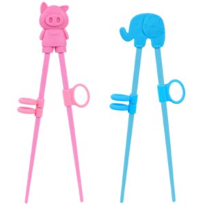 kidsfantasy 2 pairs training chopsticks learning chopsticks helper for kids, training chopsticks with animals for beginners