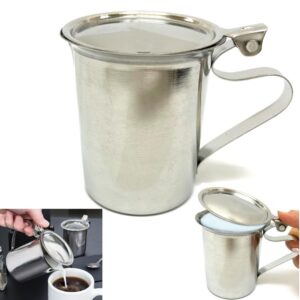 1 Coffee Creamer Server Stainless Steel Pitcher Lid Cover 10oz Milk Frothing Cup Pour Hot Water Jug Tea 1Oz Coffee Creamer Lid Container Small Milk Pitcher Coffee Cream Dispenser Creamer Pitcher with