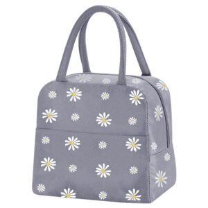 tiechi reusable insulated lunch bag for women/men/adult portable thermal lunch box tote bag small lunch bag with daisy pattern for work & any occasion