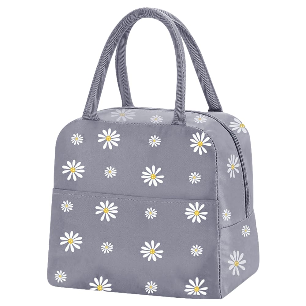 TIECHI Reusable Insulated Lunch Bag for Women/Men/Adult Portable Thermal Lunch Box Tote Bag Small Lunch Bag with Daisy Pattern for Work & Any Occasion