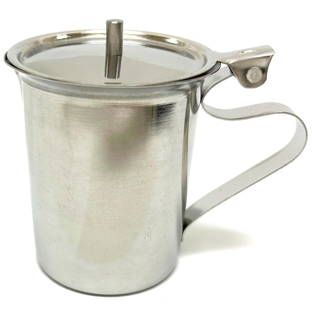 1 Coffee Creamer Server Stainless Steel Pitcher Lid Cover 10oz Milk Frothing Cup Pour Hot Water Jug Tea 1Oz Coffee Creamer Lid Container Small Milk Pitcher Coffee Cream Dispenser Creamer Pitcher with