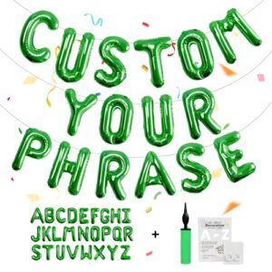 tangtuan 53pcs green letter balloons, custom a-z set for personalizing names & phrases on party supplies banners - inflate with balloon pump, for boy birthdays/baby shower