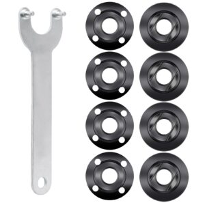 9pcs Angle Grinder Nuts, 1 Angle Grinder Wrench Spanner & 8 Angle Grinder Flange Nuts, 5/8-11 Grinder Angle Metal Lock Nuts Compatible with Makita Dewalt Bosch Milwaukee Ryobi Metabo Grinder Nuts