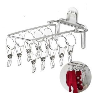 ouliget wall hanging folding socks clip, bathroom balcony folding clothes hanger,sock hanger for drying towel bra underwear sock clip,10 clips (10)