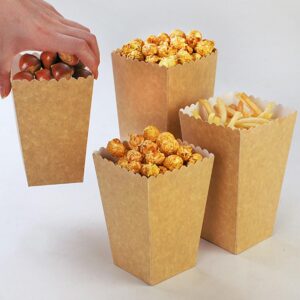 Gumney 12 Pcs Disposable Popcorn Boxes, Kraft Paper Popcorn Box Classic Open-top Popcorn Container for Movie Theater Carnival Birthday Party Supplies,Orange-XS