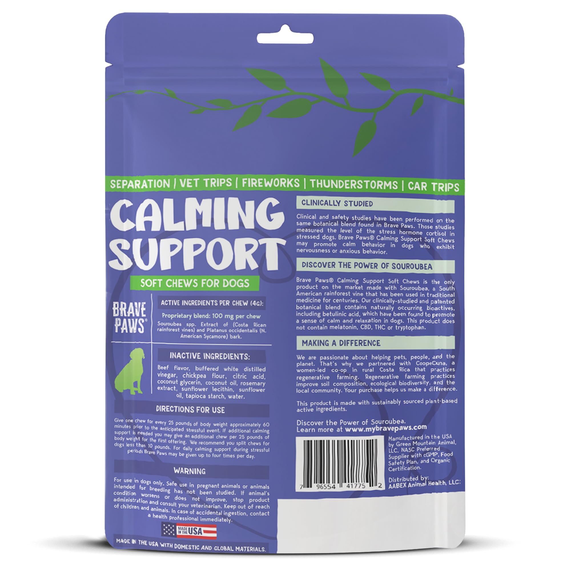 Calming Chews for Dogs Anxiety | Puppy & Dog Anxiety Relief Treats with Natural Souroubea | Calm Aid During Stress, Thunder, Storm, Separation, Car Travel, Motion, and Fireworks | Beef Flavor