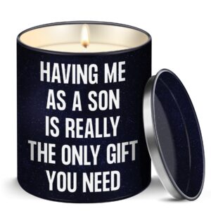 mom dad gifts from son, mothers day fathers day funny birthday christmas gift idea for new mom new dad cool bonus dad bonus mom from son scented candle