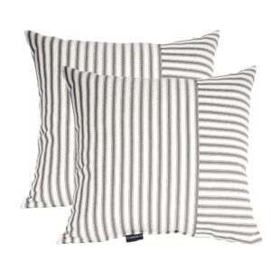 supmaison pack of 2 decorative indoor outdoor pillow 18" x 18", (polyester, crestwood stripe gray)