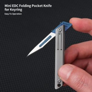 TIKIDESIGN TKK3 Foldable Titanium Utility Knife, Small EDC Pocket Knife with 10pcs Replaceable #11 Blades, Folding Pocket Utility Knife for Outdoor, Cool Gadgets gift for Men