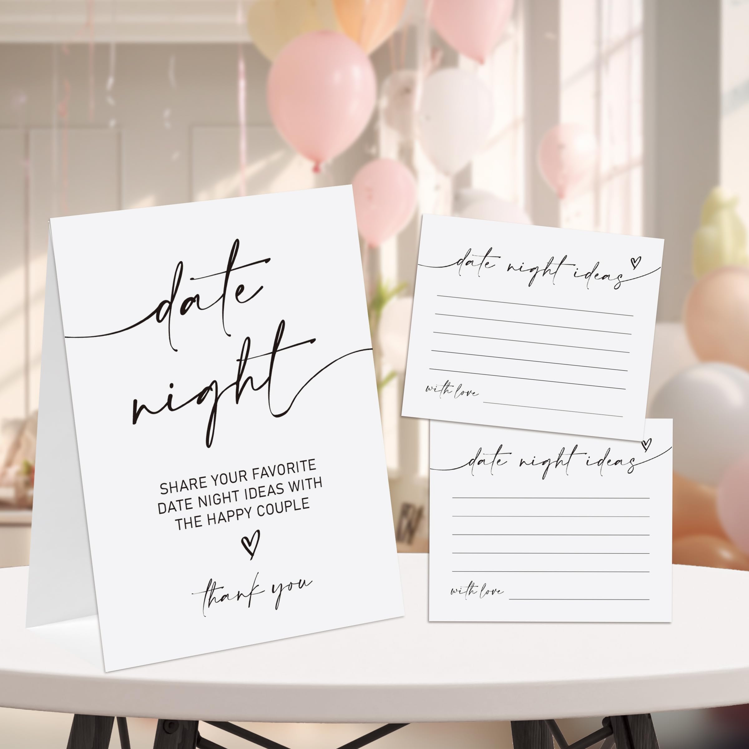 stizak Minimalist Theme Bridal Shower Decorations, Date Night Ideas, Bridal Shower Game, 1 Sign and 50 Cards, Modern Bridal Shower Shower, Wedding Shower Games（dn02）