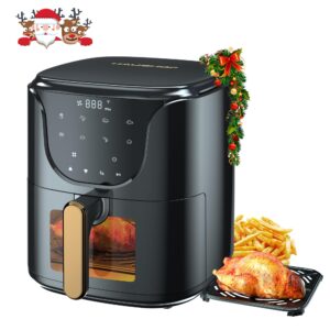 haushof 5.8 qt air fryer small oven, digital oil-less cooker airfryer, 8 presets cooking functions, roast, bake, reheat, cook quikly with nonstick tray, black