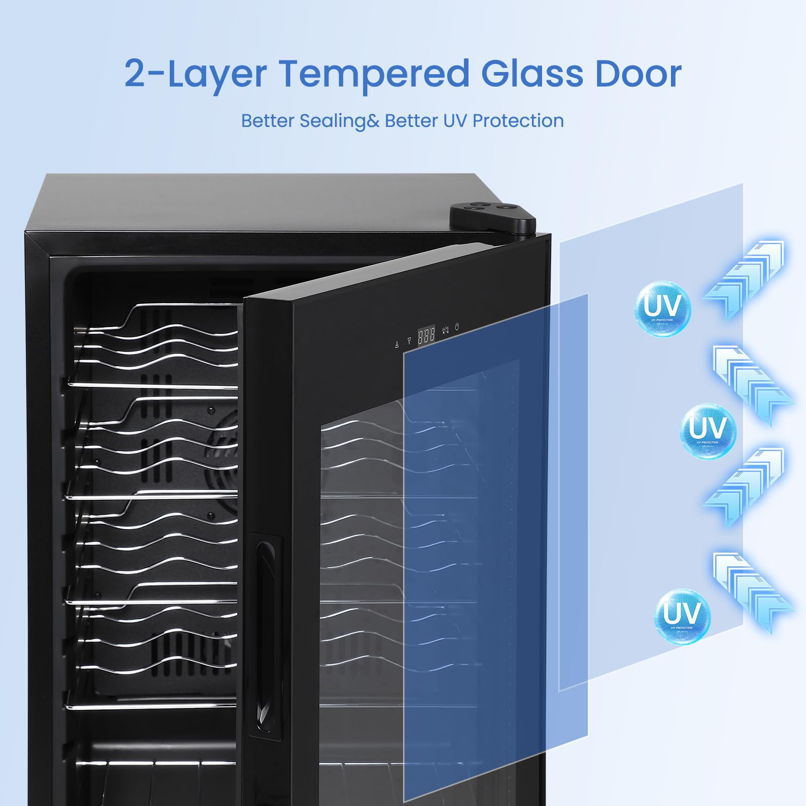 AsyPets Wine Cooler Refrigerator 24 Bottles Compressor Freestanding Beverage Wine Fride For Red, White, Champagne or Sparkling Wine 40°F to 65°F Digital Temperature Control Full Glass Door