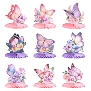 9 pieces butterfly centerpieces for tables butterfly birthday party decorations butterfly honeycomb table centerpiece for baby shower weddingbutterfly themed tablespring summer garden party decor (9)