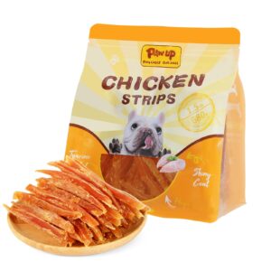 pawup chicken jerky strip dog treats w/taurine natural rawhide free dog snacks, training treats chicken jerky sticks for dogs, 24oz