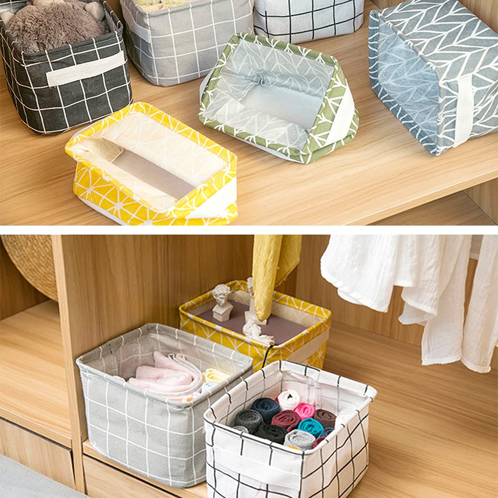 Oaixuilhy Foldable Storage Basket Set of 6 Collapsible Canvas Containers Fabric Shelf Bins with Handle