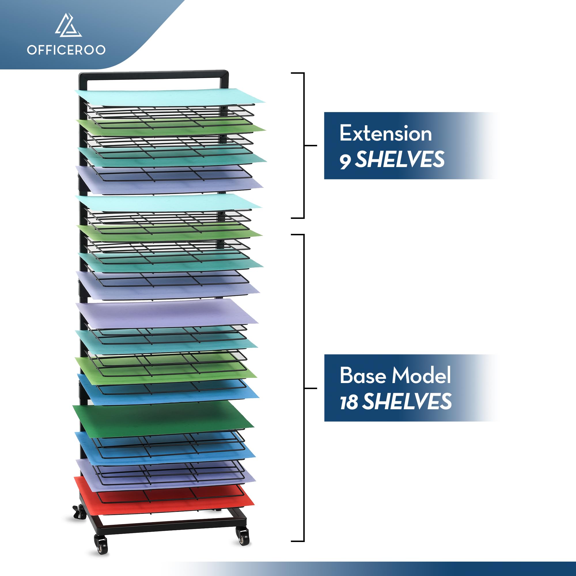 OFFICEROO Art Drying Rack 9 Shelves Extension Black - Compatible Only with Base Model B0CYQ6GHB2