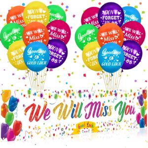 we will miss you party decorations we will miss you good luck banner and 18pcs balloons for graduation farewell retirement leaving going away goodbye party supplies decor