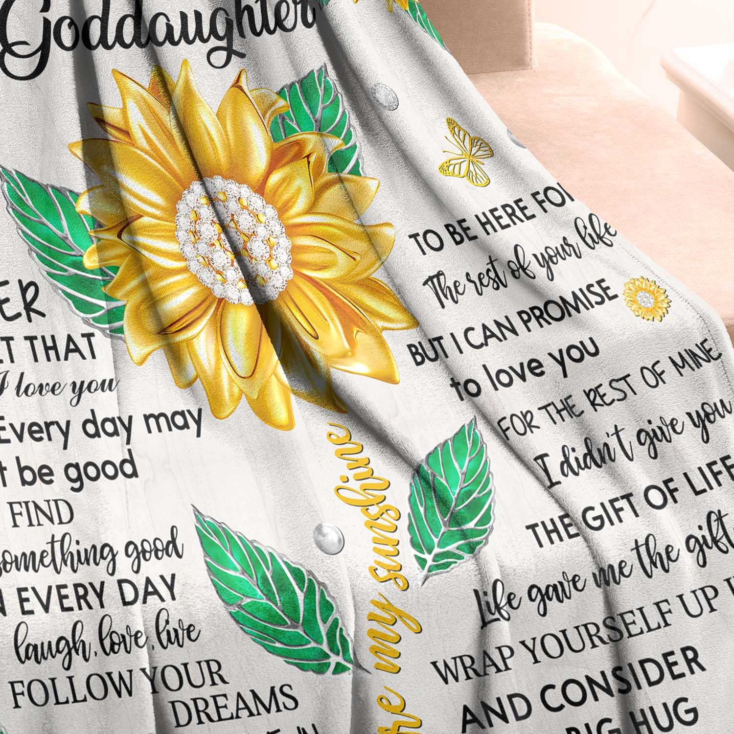 Jiaazerd Goddaughter Blanket for Goddaughter Gifts-Goddaughter Gifts from Godmother Godfather, Goddaughter Gift Ideas for Christmas,Birthday (Goddaughter)