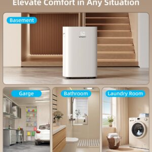 6000 Sq. Ft Dehumidifier for Basement, Wpsoert 100 Pints Dehumidifiers for Home Large Room with Drain Hose, Intelligent Humidity Control, Three Modes Deshumidificador, Child Lock, 24H Timer