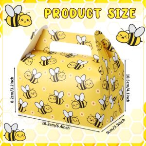 Feifeiya 30 Pcs Bee Candy Boxes with Handles Paper Bee Party Favor Treat Boxes Easy Assemble Bee Gift Bags Bee Party Favor Bags for Birthday Bee Decorations Baby Shower Wedding Kids Bee Party Supplies