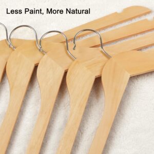 TOPIA HANGER Wooden Hangers 30 Pack, 0.28-inch Slim & Durable Clothes Hangers Space Saving, Natural Wood Hanger with 360°Swivel Hook and Non-Slip Shoulder Notches for Coat,Shirt, Camisole, Dress-CT51N