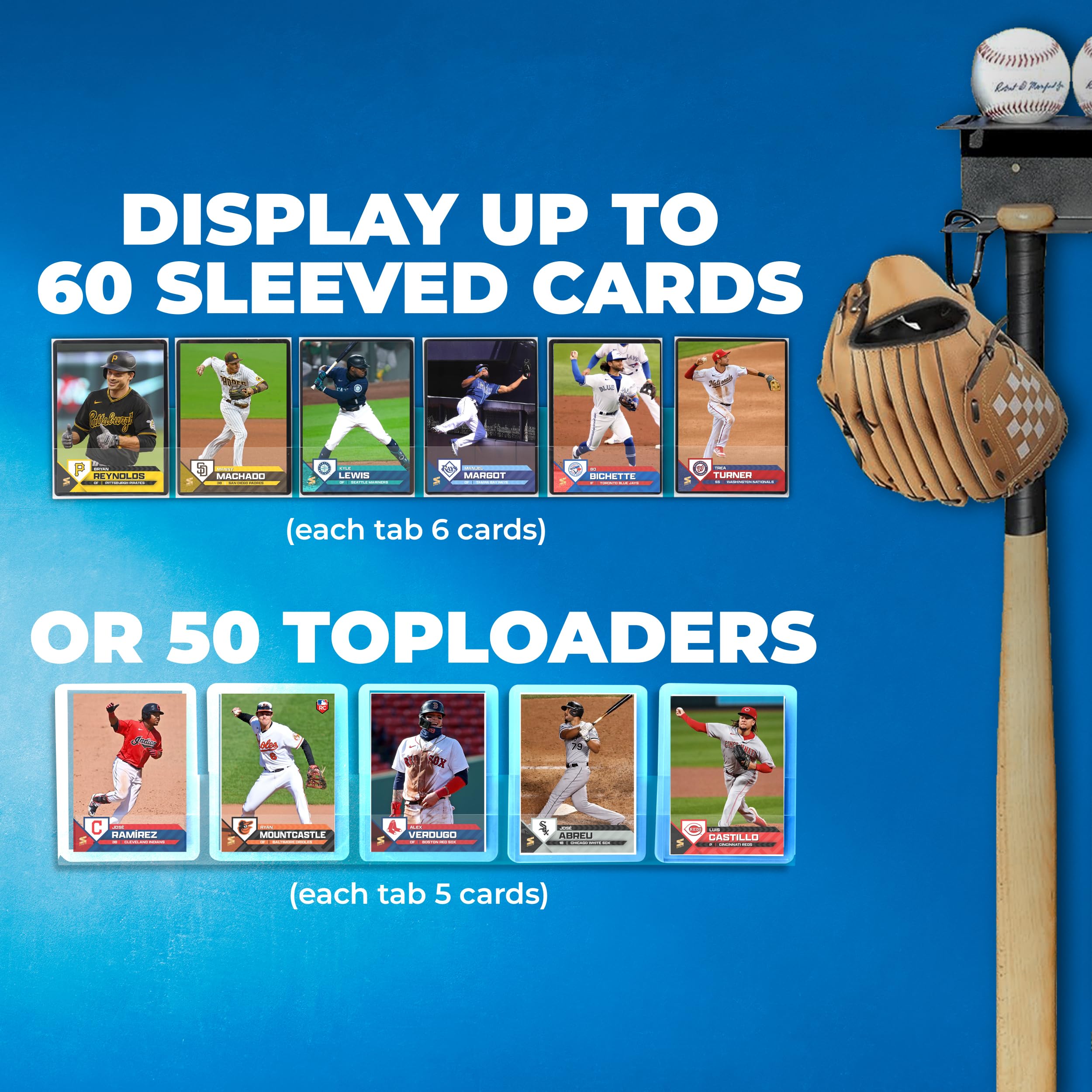 Tapeera 10-Pack PET Baseball Card Display Case - Hold Up to 60 Cards Wall Mount - Sleeved Card and Toploader Display - Trading Card Display Rack - Sport Card Card Holder - Baseball Card Wall Display