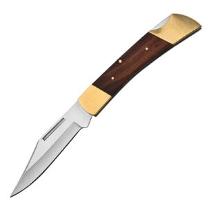 generic outdoor camping pouch folding knife - with 3.54-inch stainless steel blade, sharp and durable - pocket knife, compact and easy to carry and store, a suitable gift for men and women, brown