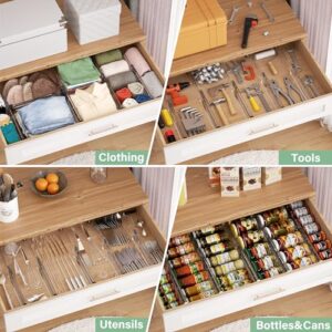 FUNIZE Adjustable Drawer Dividers, 4'' High Expandable Drawer Organizers for Clothes, 3 Pack 12.6-22.8'' Drawer Separators for Kitchen/Bedroom/Office/Bathroom Organization and Storage-Clear