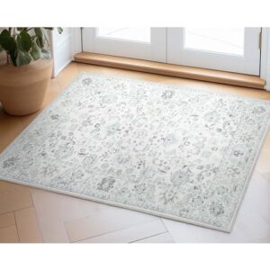 well woven elle basics silk ivory 2'x3' - non-slip rubber backed washable modern vintage area rug for bedrooms, kitchens & entryways - easy to clean & durable