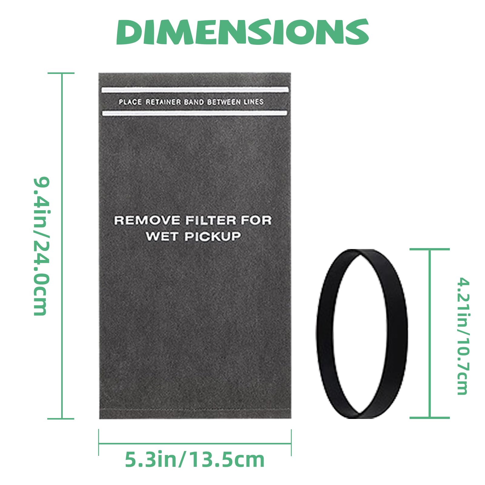 9 Pack 38737 Dust Filter Bags Replacement for Craftsman 2 to 2.5 Gallon Wet/Dry Vacuums and Powerhead Bucket Vac, with 3 Retaining Bands, Part# 9-38737/CMXZVBE38737