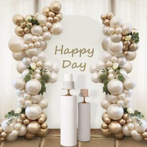 beige balloon arch garland kit, 153 pcs double stuffed white balloon garland for birthday decorations women men,white balloon arch for weddings birthday baby shower graduation anniversary