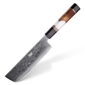 findking 7 inch nakiri chef knife, sharp japanese vegetable knife, sturdy milk street knife, stylish usuba knife, perfect home cook's knife (black-rose series)